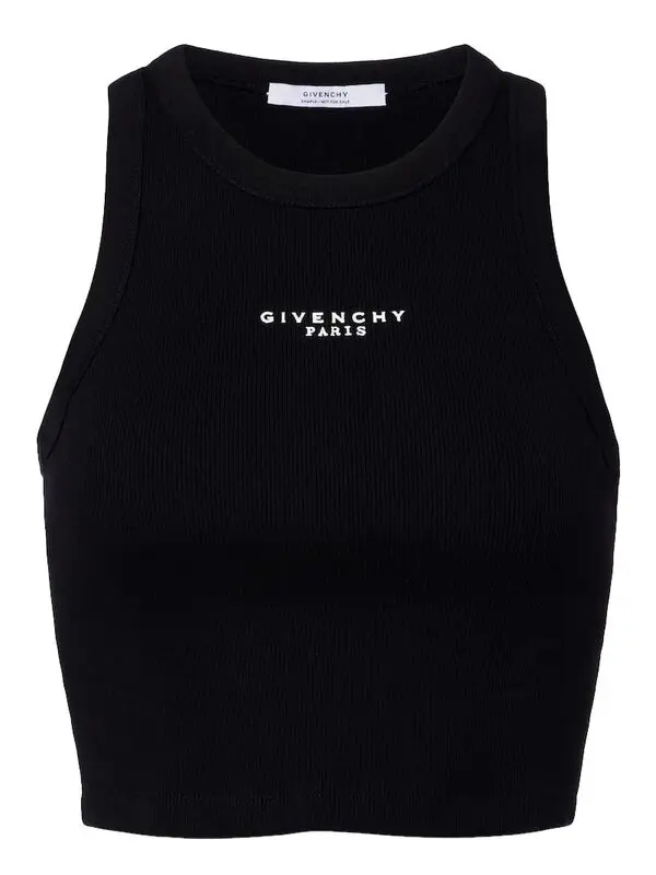 Givenchy Cropped Logo Cotton Tank Top - Black