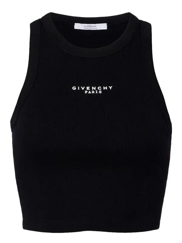 Givenchy Cropped Logo Cotton Tank Top - Black