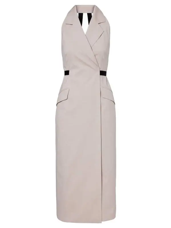 Max Mara Cime Cotton And Wool Canvas Midi Dress - Beige