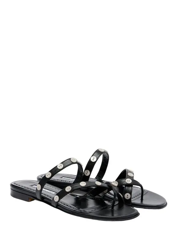 Manolo Blahnik Irafli Embellished Thong Sandals - Black