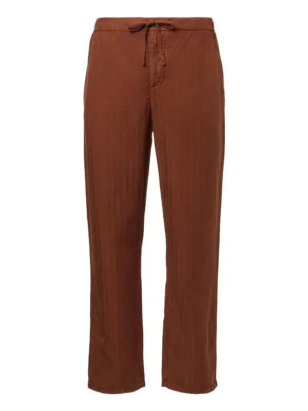 Frescobol Carioca Mendes Herringbone Straight Pants - Brown