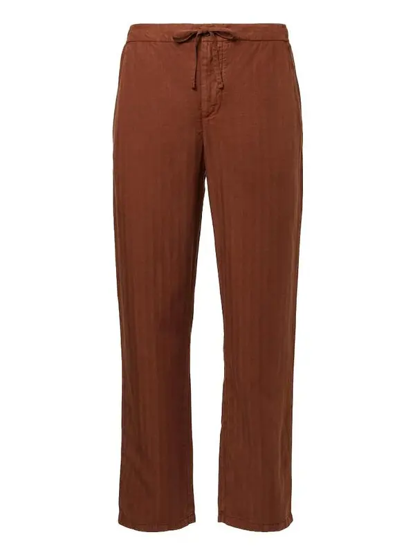 Frescobol Carioca Mendes Herringbone Straight Pants - Brown