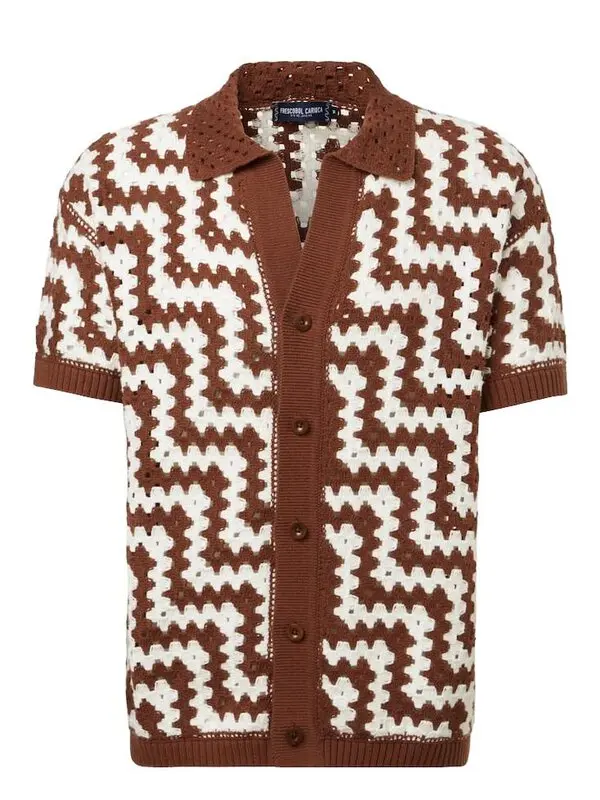 Frescobol Carioca Pinto Crochet Cotton Cardigan - Brown