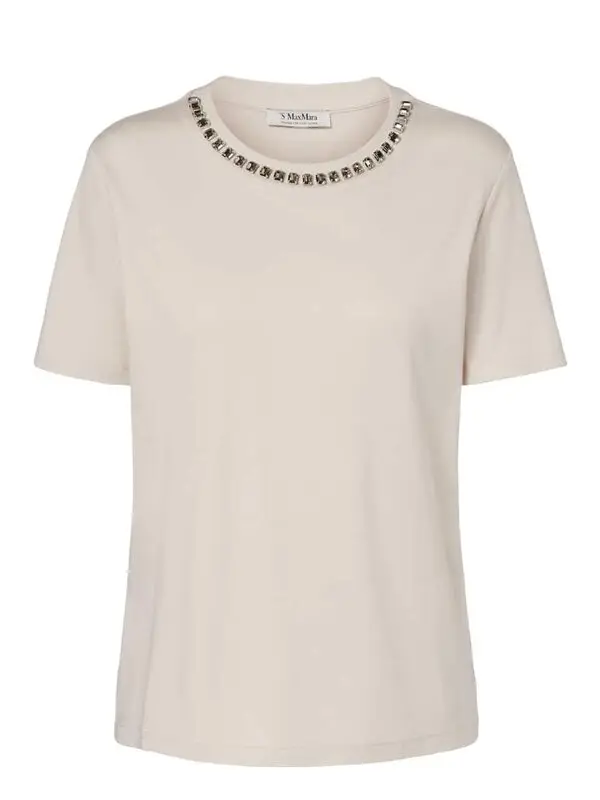 Max Mara Bingo Embellished Cotton-blend T-shirt - Grey