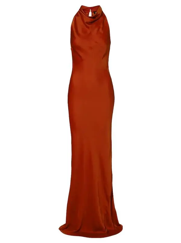 ROTATE BY BIRGER CHRISTENSEN Halterneck Satin Gown - Orange