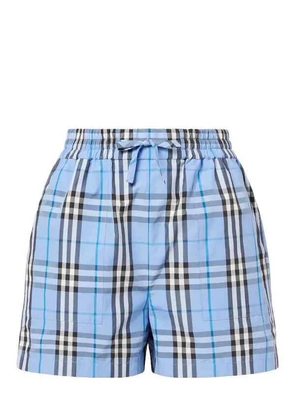 Burberry Check Cotton Shorts - Blue
