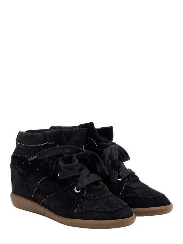 Isabel Marant Bobby Suede Wedge Sneakers - Black