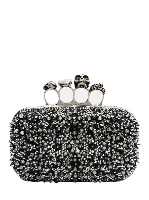 Alexander McQueen Embellished Knuckle Clutches - Silver