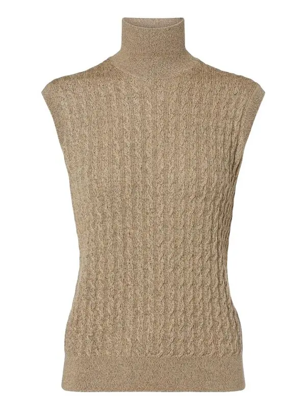 Loro Piana Bihar Cable-knit Turtleneck Vest - Beige