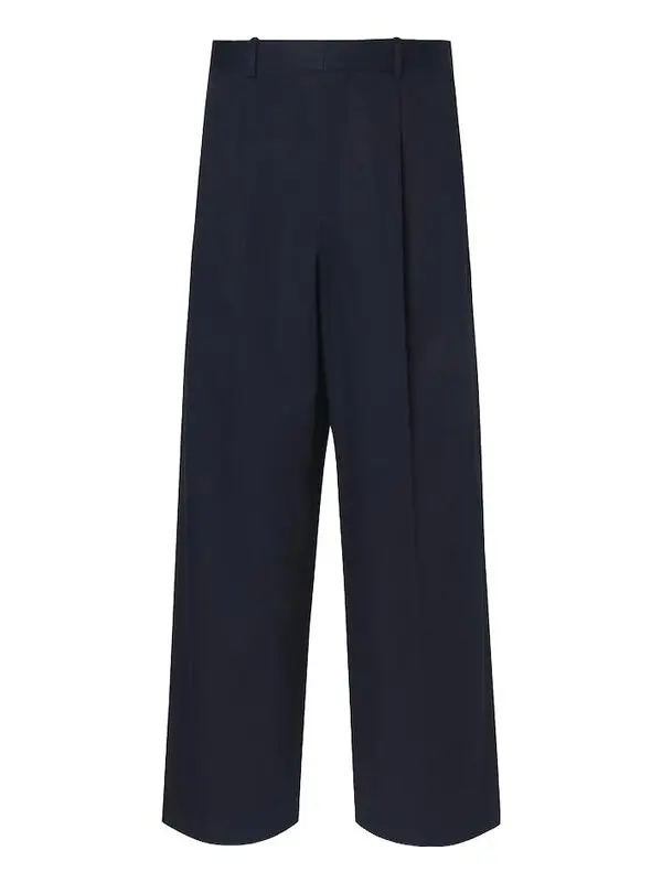 Loewe Pleated Cotton Gabardine Wide-leg Pants - Blue