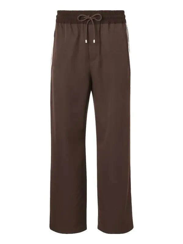 Loewe Wool Gabardine Wide-leg Pants - Brown