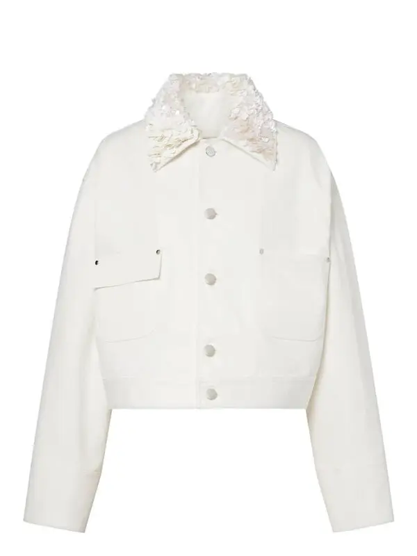 Plan C Sequined Cotton Drill Jacket - White