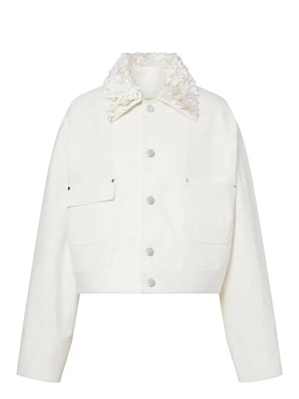 Plan C Sequined Cotton Drill Jacket - White