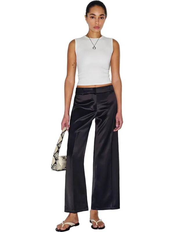 REFORMATION Gisele Satin Cropped Pant - Black