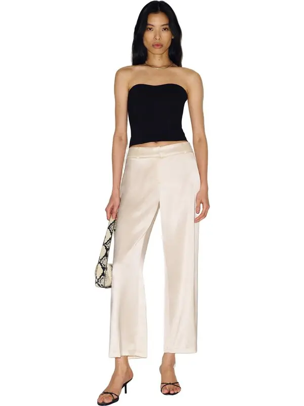 REFORMATION Gisele Satin Cropped Pant - Ivory