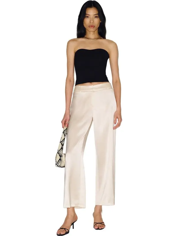 REFORMATION Gisele Satin Cropped Pant - Ivory