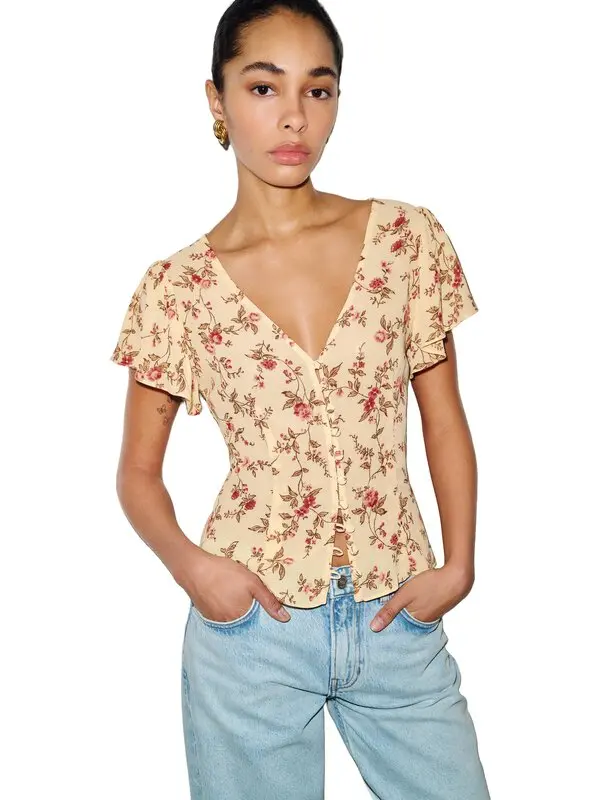 REFORMATION Ramona Top - Yellow
