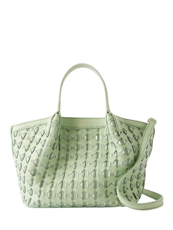 SERAPIAN Secret Mini Woven Leather Tote - Green