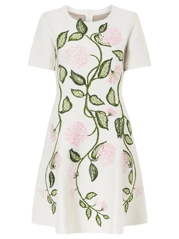 Oscar De La Renta Appliquéd Jacquard-knit Mini Dress - White