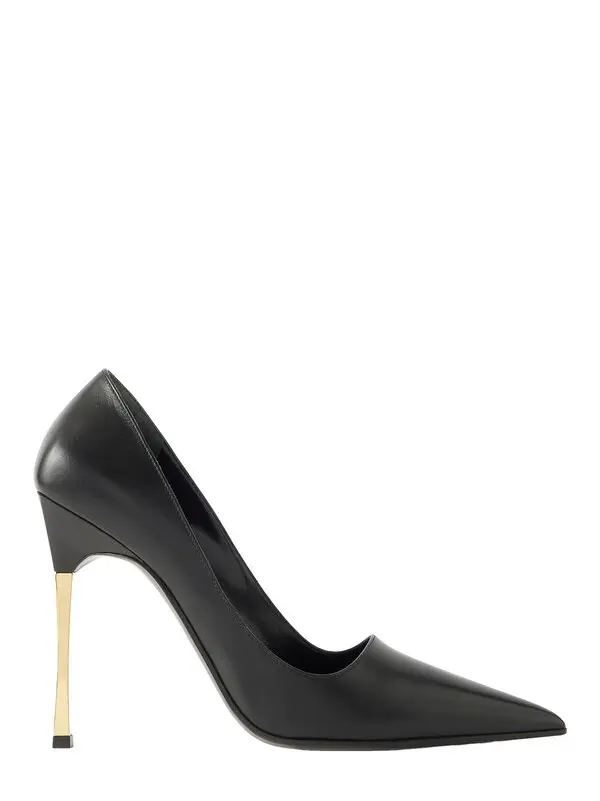 Gucci Leather Pumps With Gold-tone Heels - Black