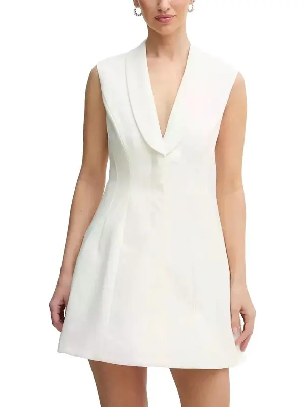 Bardot V-neck Mini Dress - White