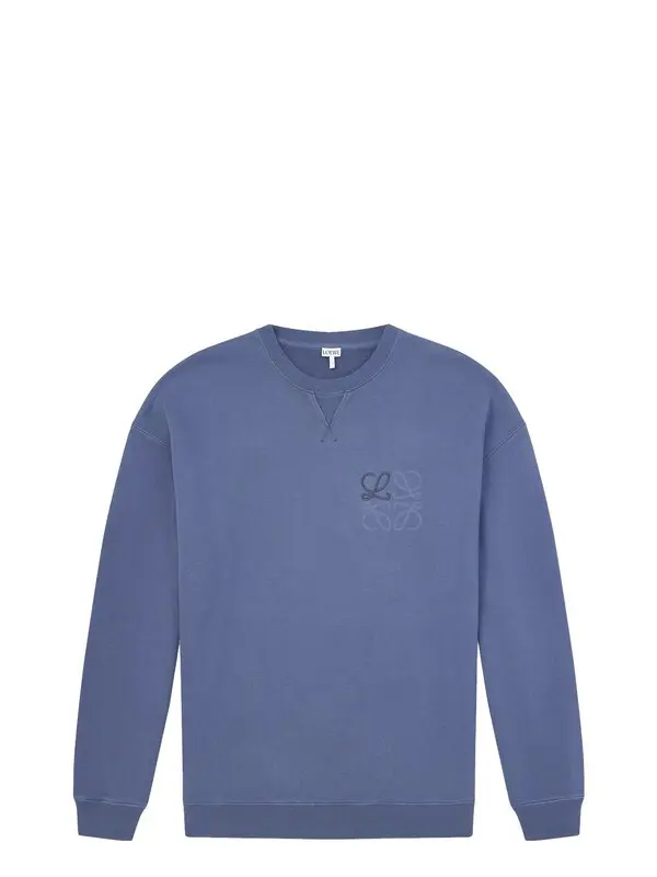 Loewe Logo-embroidered Printed Cotton-jersey Sweatshirt - Blue