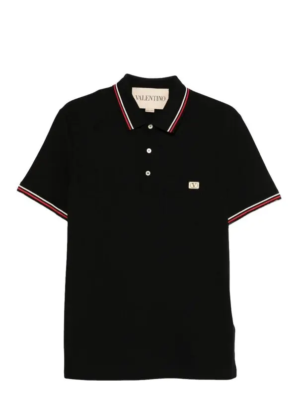 Valentino Garavani Vlogo Signature Cotton Polo Shirt - Black