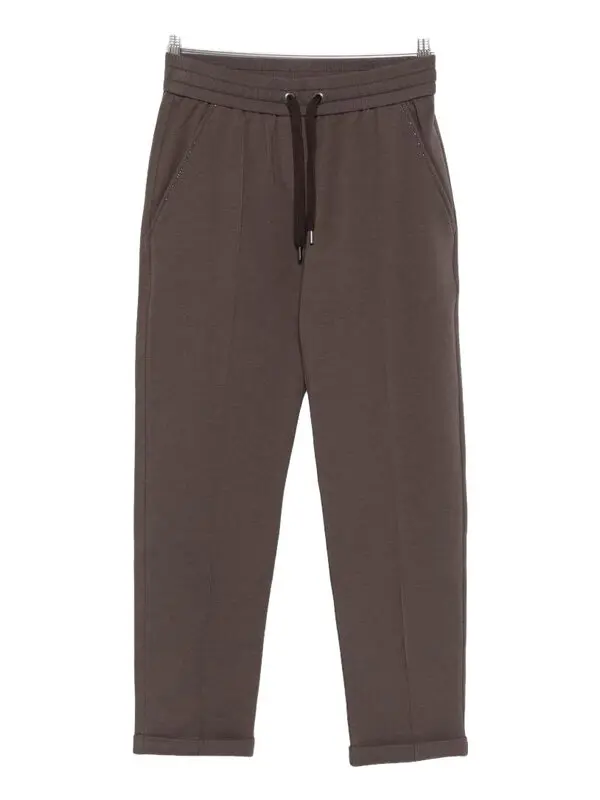 Brunello Cucinelli Cotton Drawstring Trousers - Brown