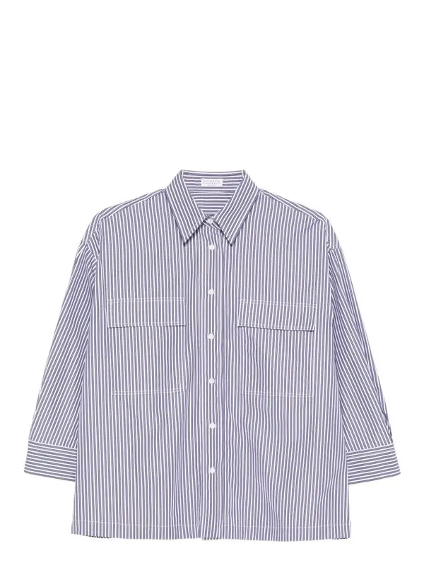 Brunello Cucinelli Striped Cotton Shirt - Blue