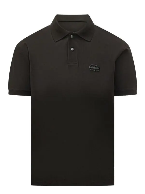Emporio Armani Logo Cotton Polo Shirt - Black
