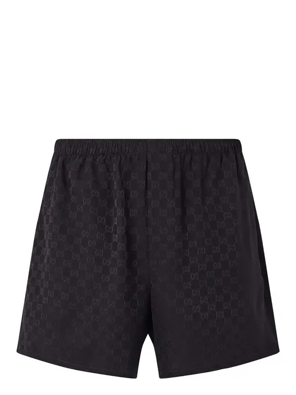 Gucci Straight-leg Logo-jacquard Silk Shorts - Black