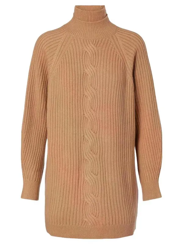 Max Mara Cable-knit Roll-neck Dress - Neutrals