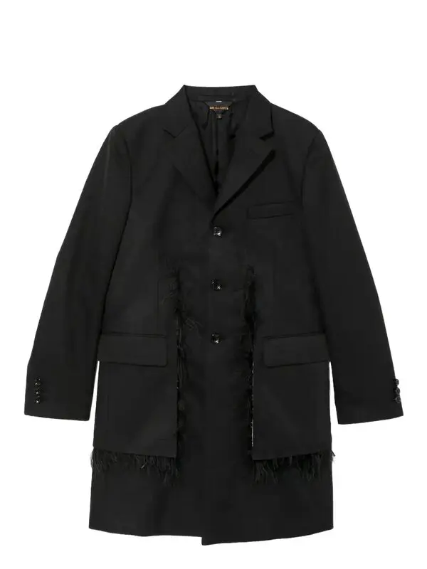 Comme Des Garçons Feather-trimmed Coat - Black