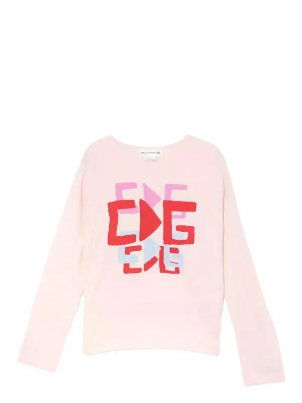 Comme Des Garçons Graphic Round Neck Jumper - Pink
