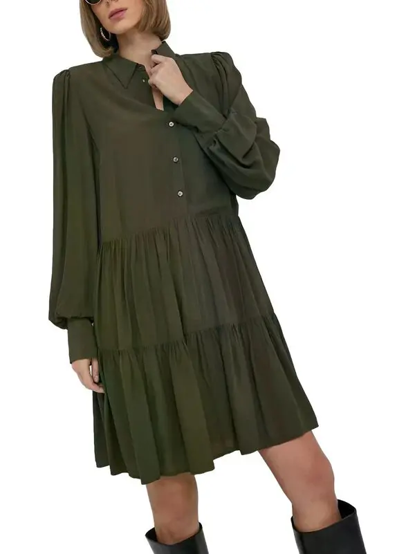 IVY OAK Tiered Balloon-sleeve Dress - Green