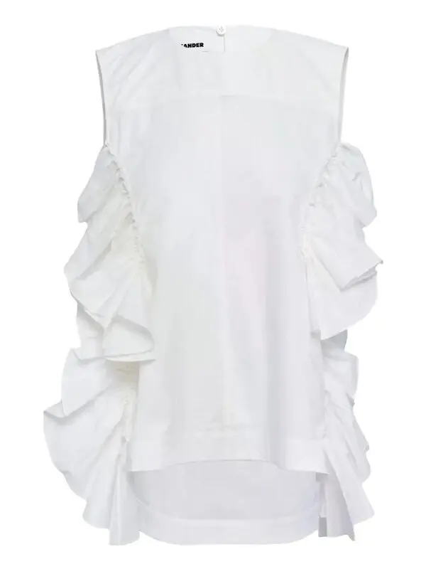JIL SANDER Sleeveless Ruffled Top - White