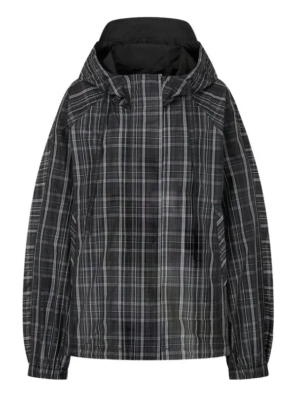 STUDIO TOMBOY Check Hooded Jacket - Black