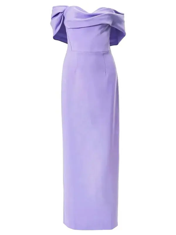 Carolina Herrera Draped Off-shoulder Column Gown - Purple