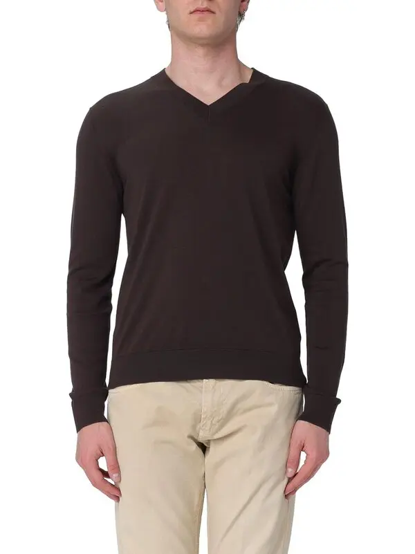 PAOLO PECORA V-neck Sweater - Brown