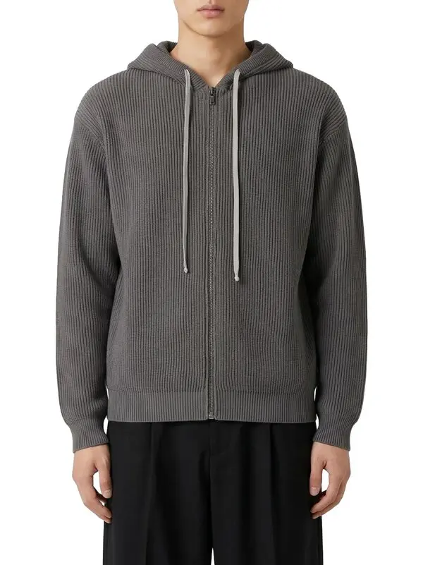 Rick Owens Virgin Wool Hooded Cardigan - Grey