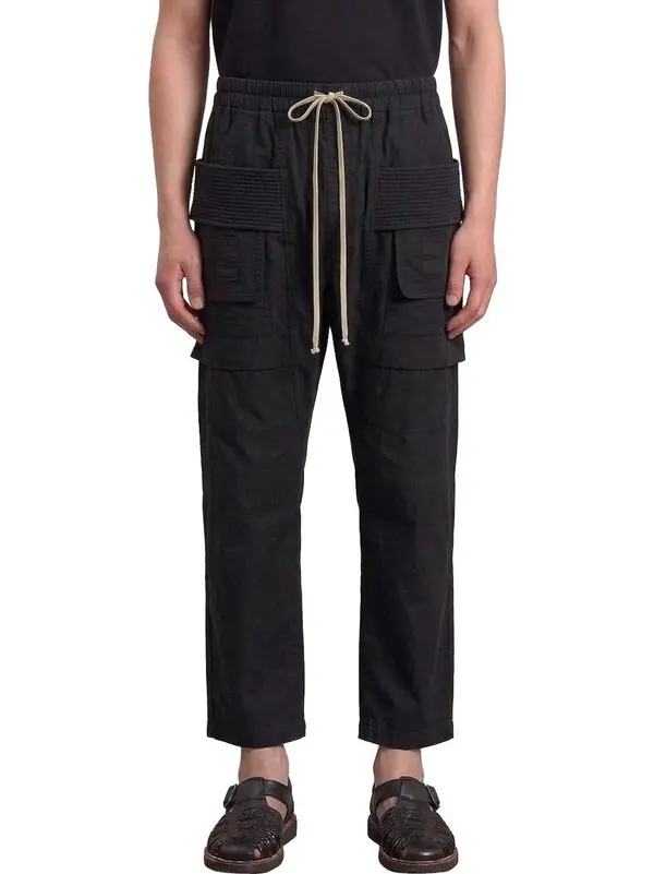 Rick Owens Creatch Cotton Cargo Trousers - Black