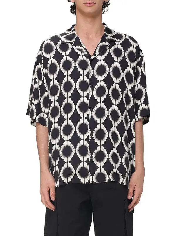 LANEUS Casual Shirt In Printed Cotton - Black