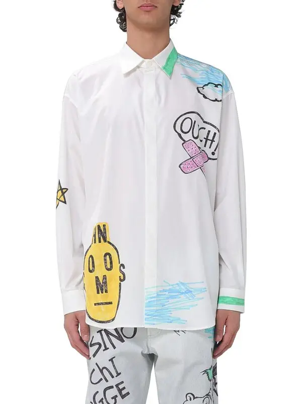 Moschino Cotton Shirt With Graffiti Print - White