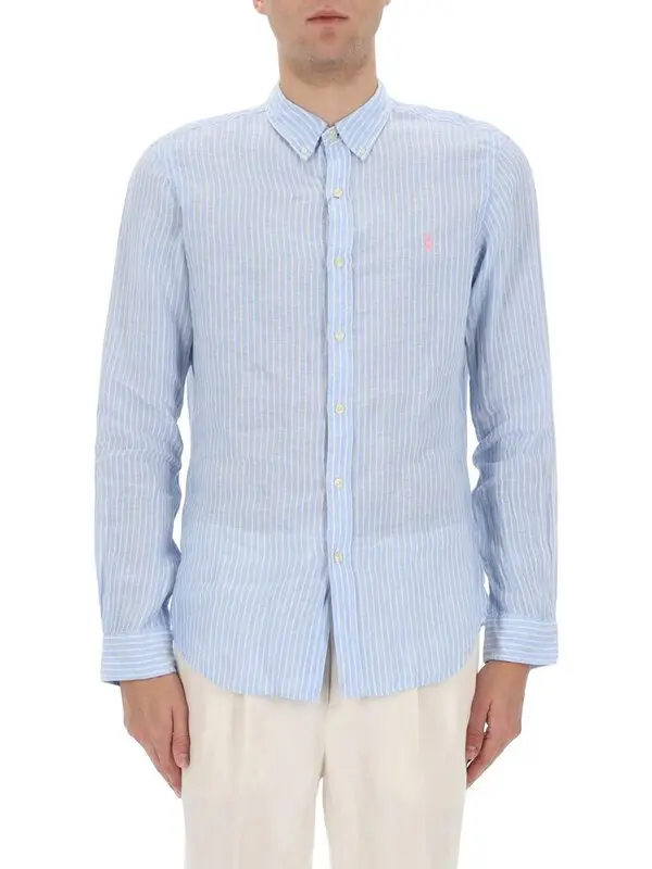 Polo Ralph Lauren Striped Linen Shirt - Sky Blue