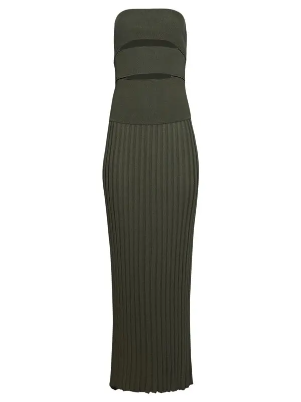 Christopher Esber Slashed Knit Strapless Dress - Green