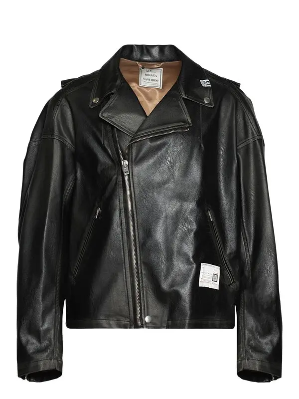 Mihara Yasuhiro Back Vest Leather Jacket - Black