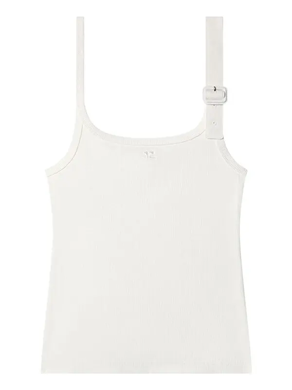 COURREGES Buckle 90's Rib Tank Top - White