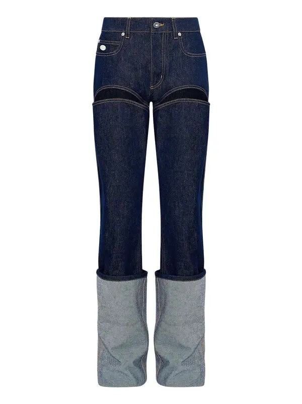 JEAN PAUL GAULTIER Cutout Cuffed Jeans - Blue