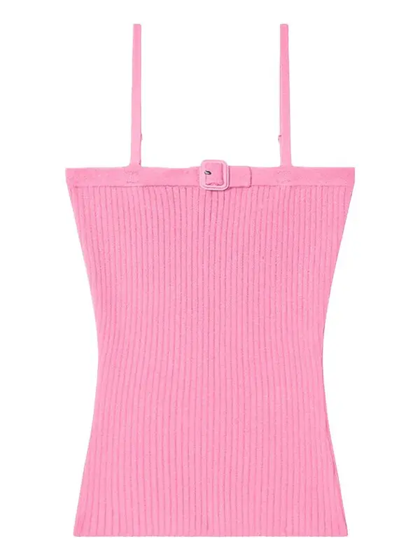 COURREGES Buckle Rib Knit Top - Pink