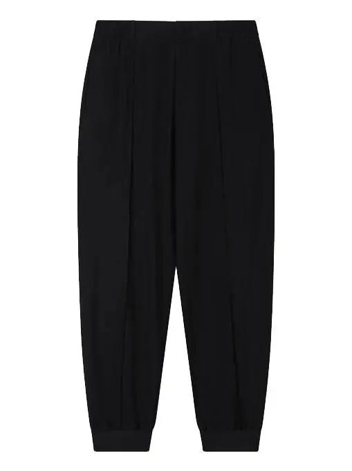 Emporio Armani Nylon Trousers With Ribbed Front - Black
